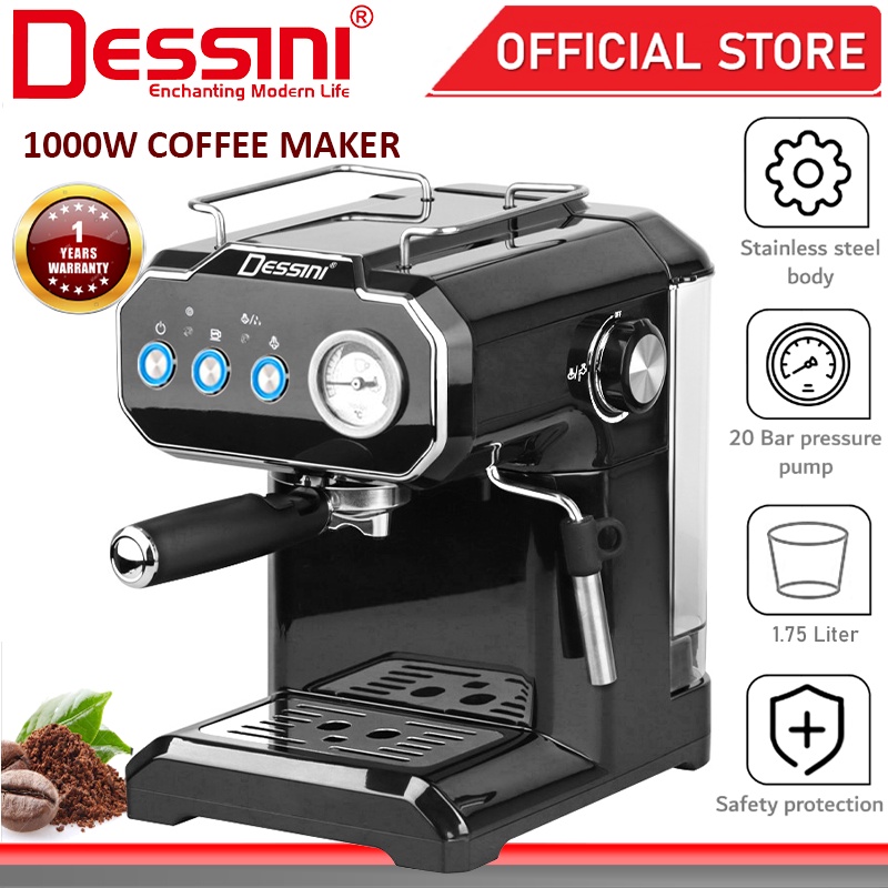 DESSINI ITALY 20 Bar 1.75L Espresso Coffee Maker Brew Froth Cappuccino ...
