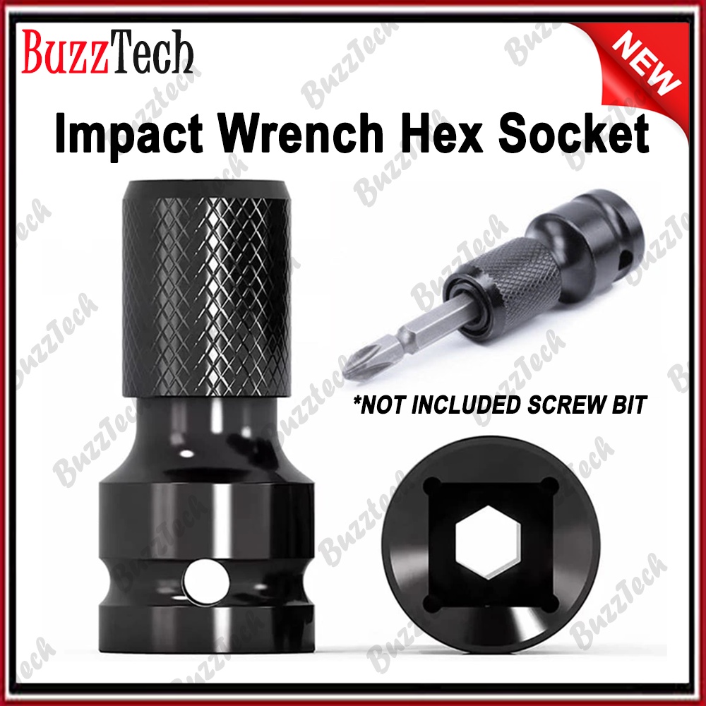 BuzzTech 1/2 Inch Hex Socket Converter Square Female To 1/4 Inch Hex ...