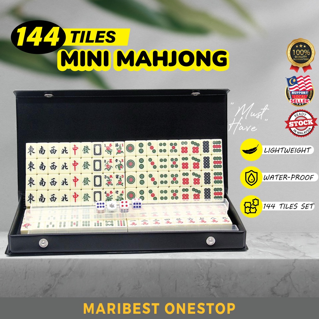 144 Tiles Mini Mahjong Rummy Lami Travel Set Party Family Puzzle ...
