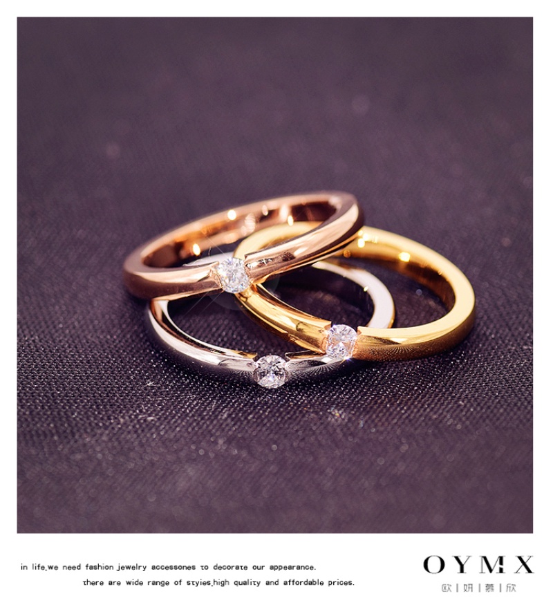 18K Rose Gold Titanium Steel Ring Korean Ring Couple Ring Female ...