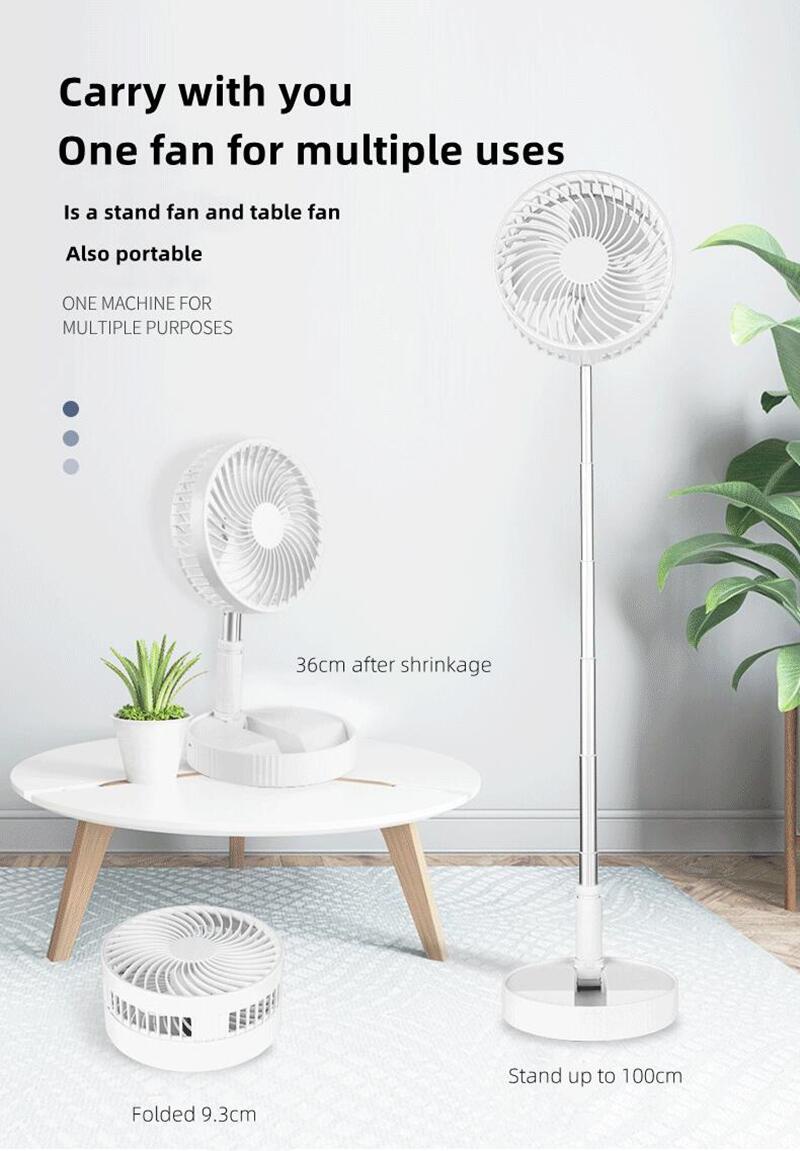 Foldable Stand Fan 7200mAh USB Rechargeable Portable Folding Fan Floor ...