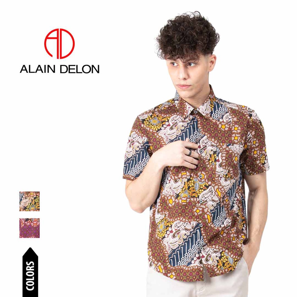 Alain Delon Short Sleeve Modern Fit Digital Print Batik Floral Shirt ...