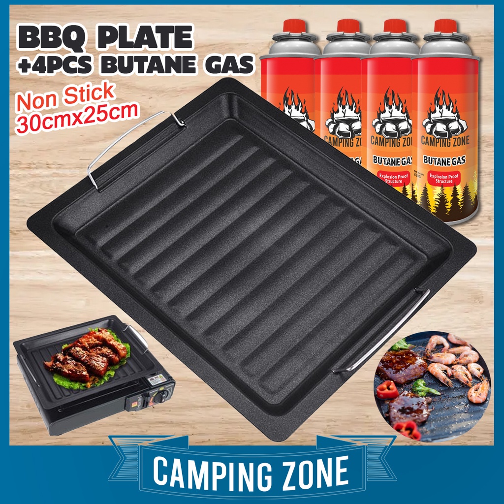 BBQ Grill Plate Pemanggang Grill Pan Camping Gas Stove Bakar Ikan ...