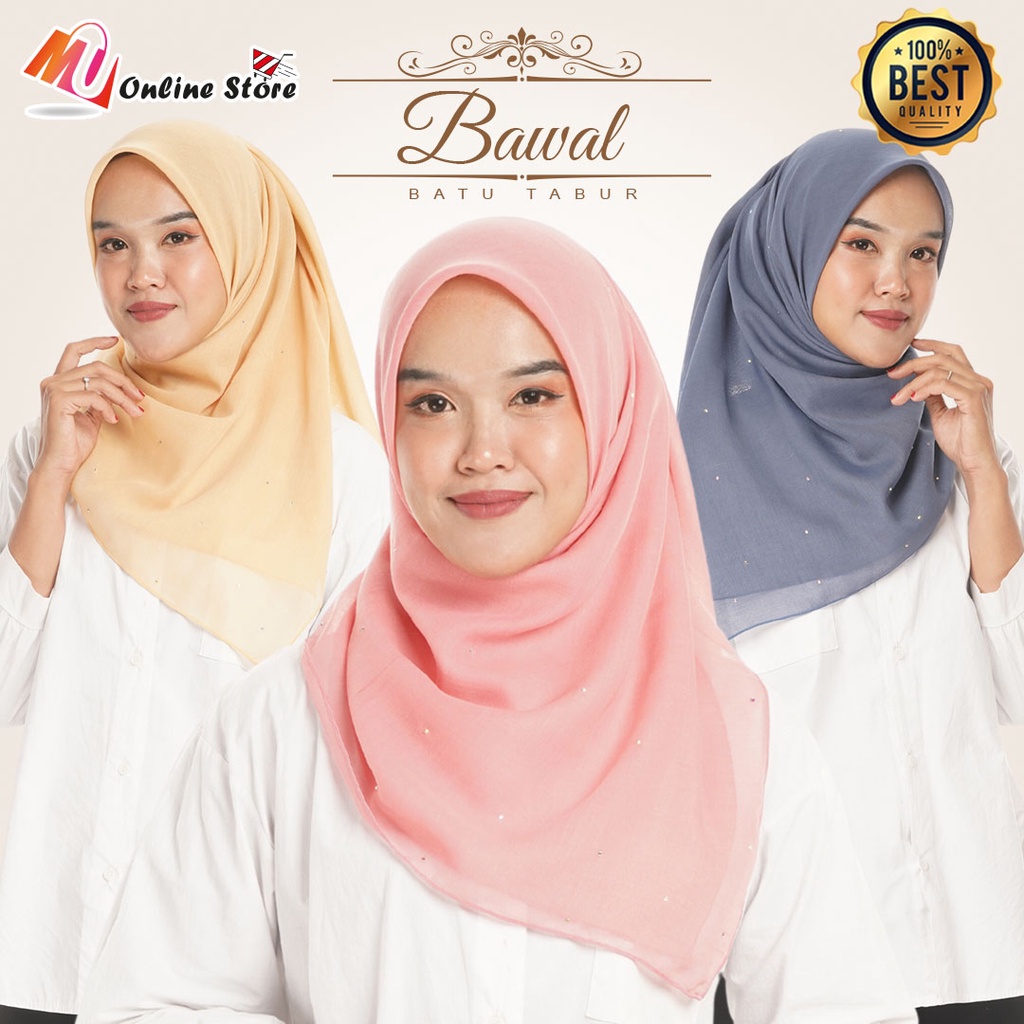 MU TUDUNG BAWAL COTTON BATU TABUR BIDANG 45 / TUDUNG BAWAL PLAIN / BAWAL COTTON MANIK PUTIH ...