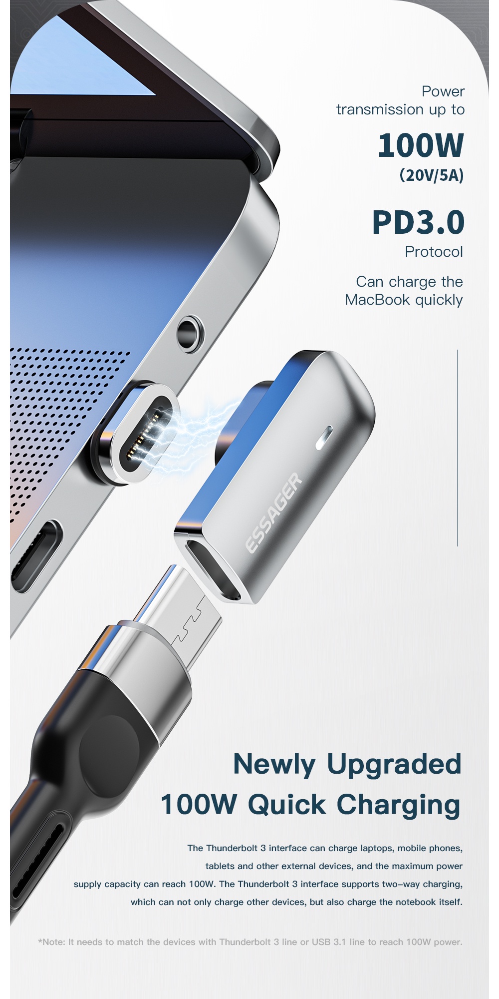 Essager PD 100W Magnetic USB C OTG Adapter Fast Charging Type C Magnet ...