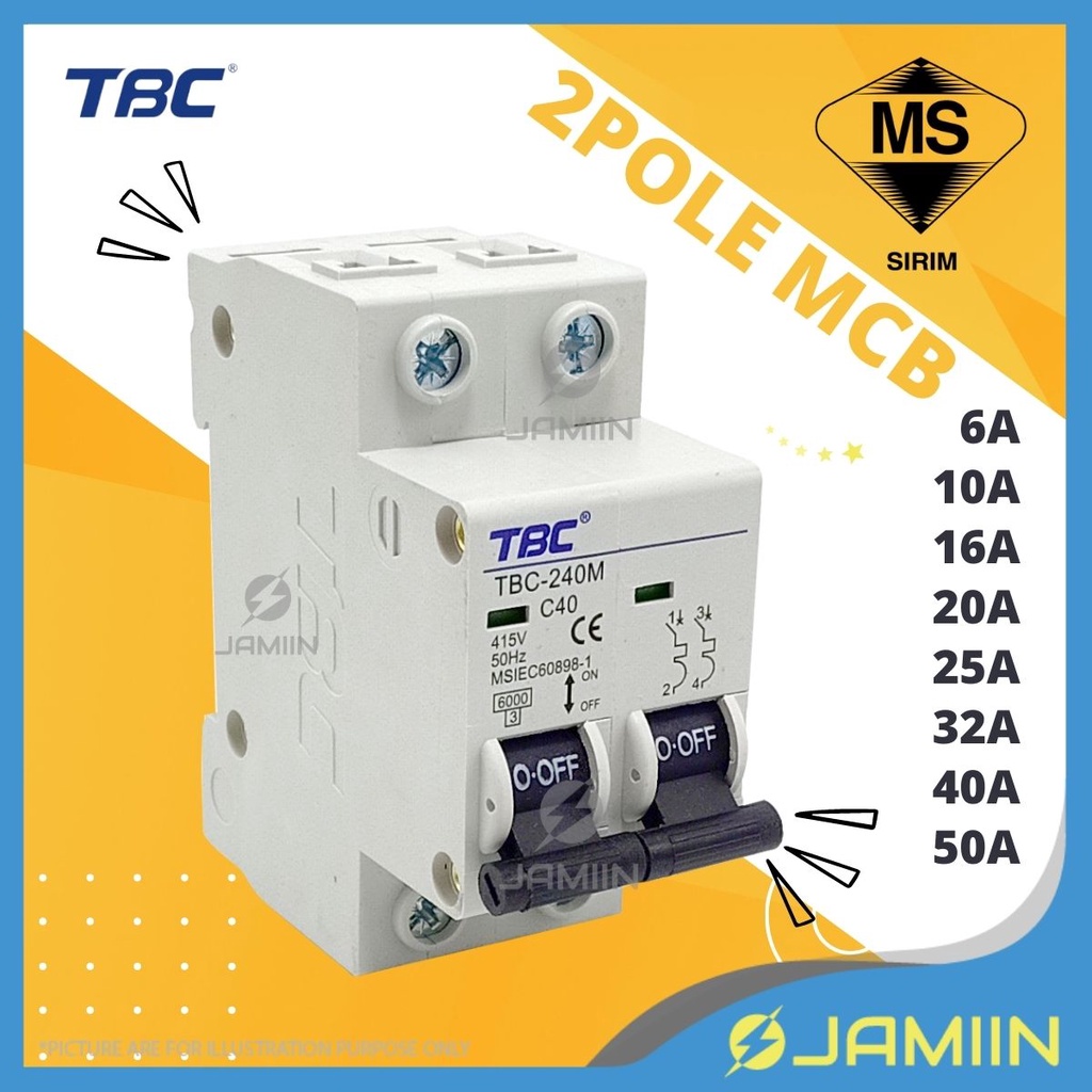 [SIRIM] TBC 2 POLE MCB Double Pole MCB Box Kotak Miniature Circuit ...