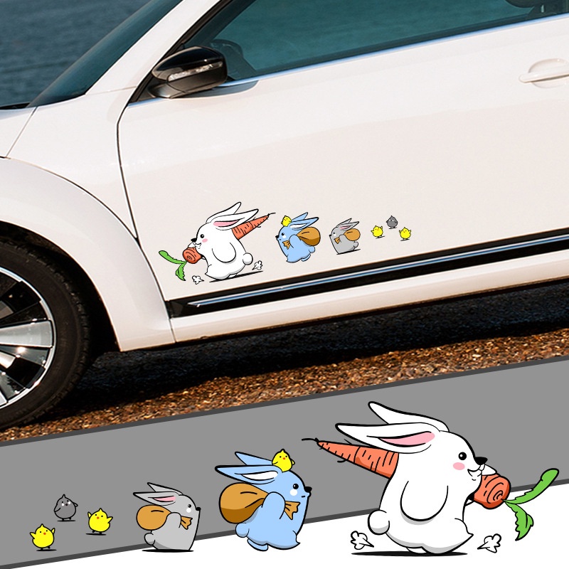 Funny Radish Rabbit Animal Styling Stickers Automobile Self-Adhesive ...