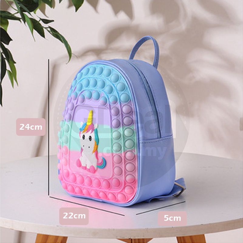 GDeal Pop It Small Backpack Fidget Toy Unicorn Peripheral Poppy Time ...