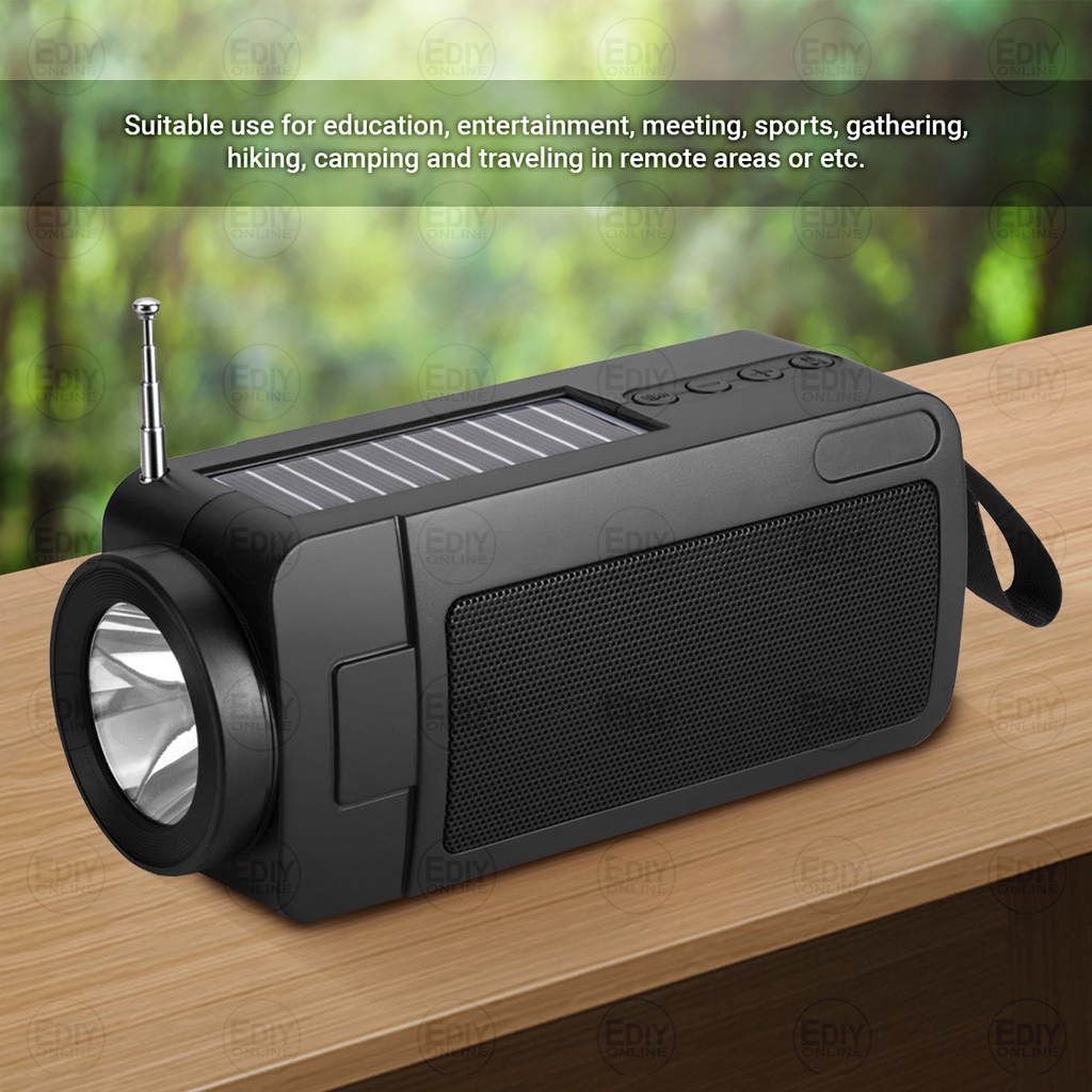DUAL SOLAR + FM RADIO + TORCH LIGHT LED WIRELESS USB BLUETOOTH SPEAKER ...