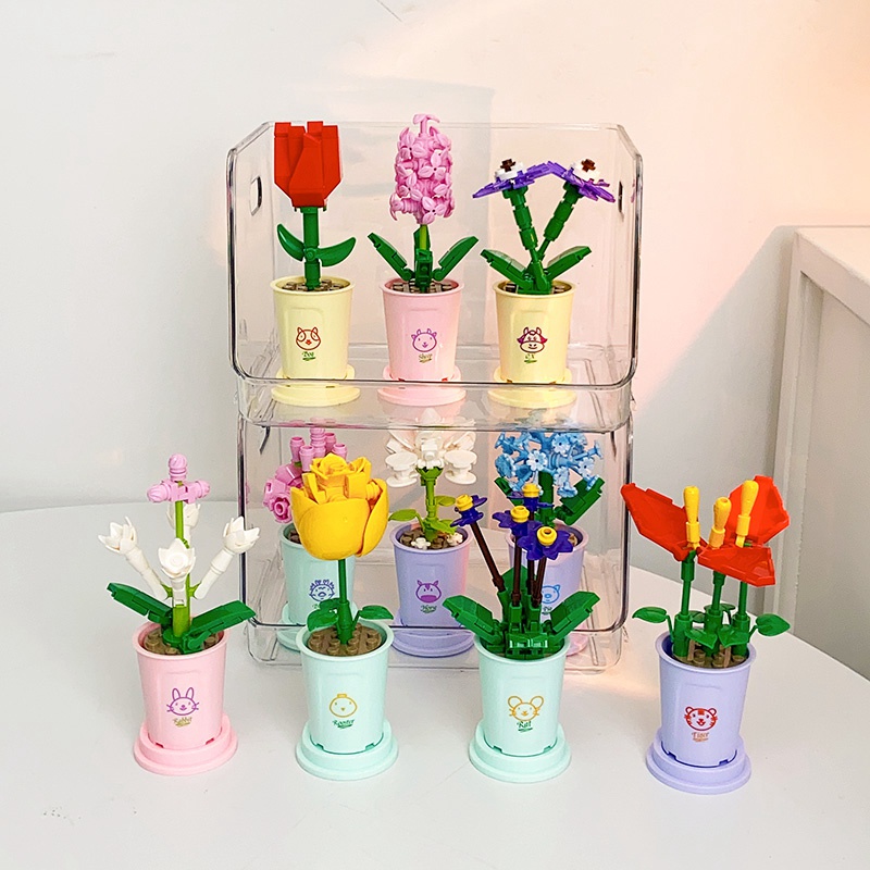 Creative Flower Building Blocks DIY Potted Building Block Eternal ...