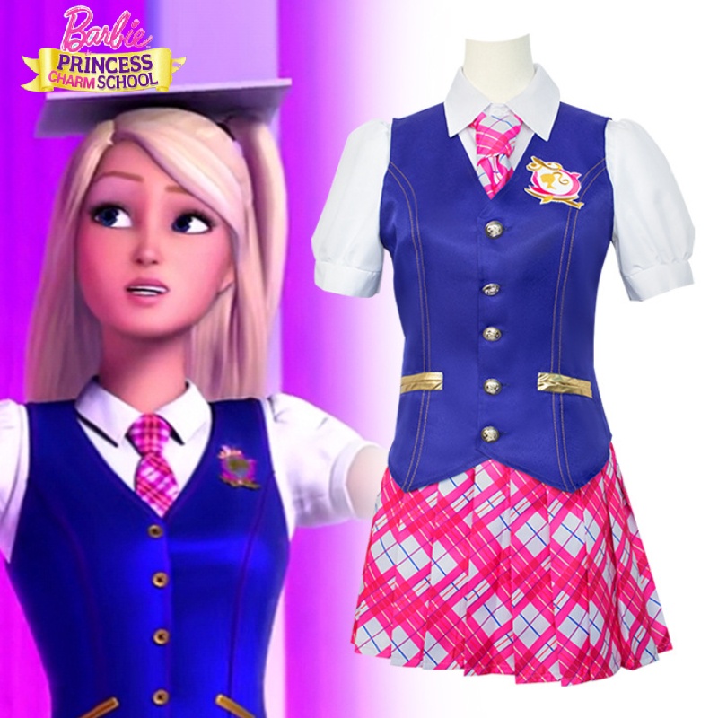 Charm Beautiful Barbie Princess School Cosplay Ensemble Uniform ...