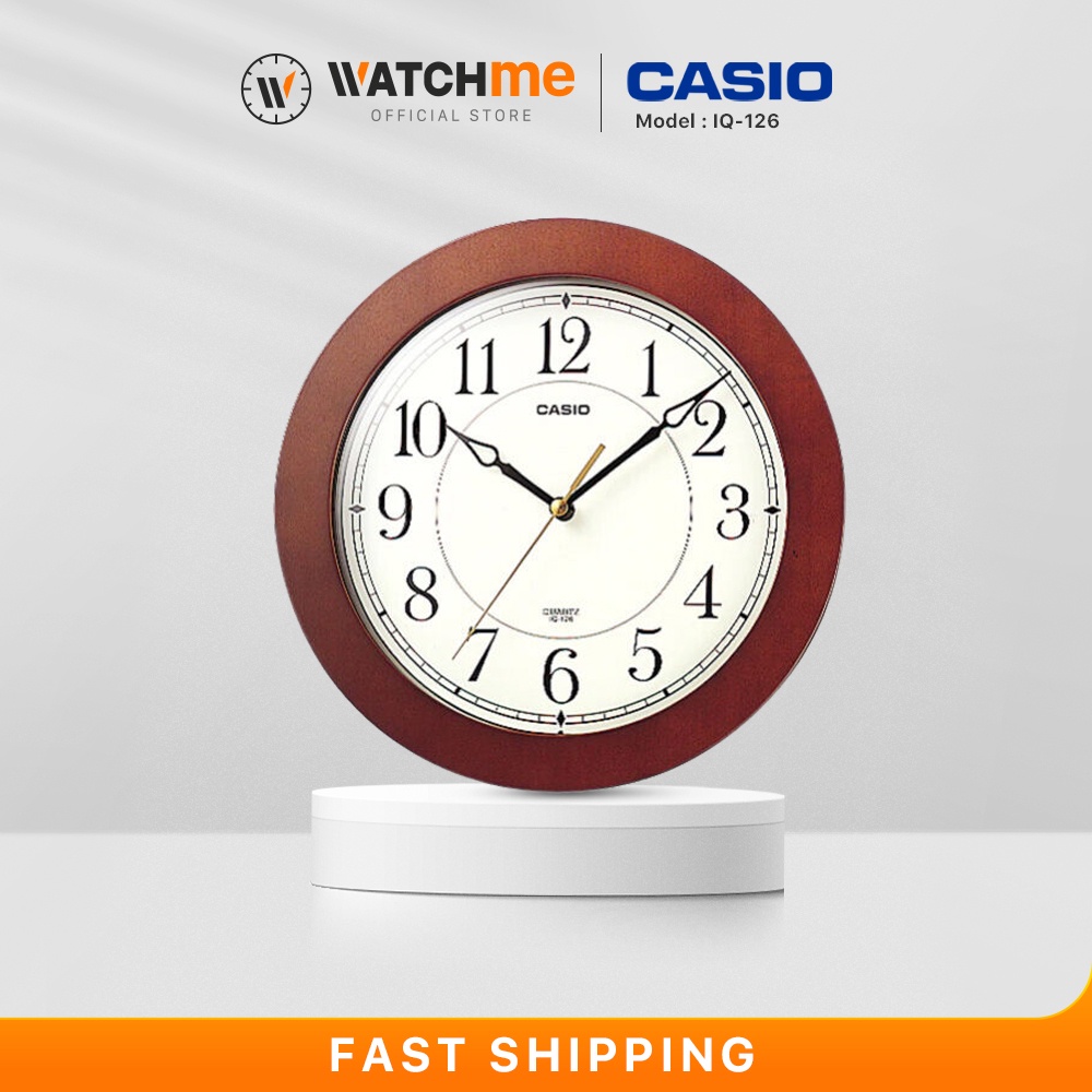 CASIO CLOCK IQ-126 Wall Clock Wood Grain Movement Silent Jam Dinding ...