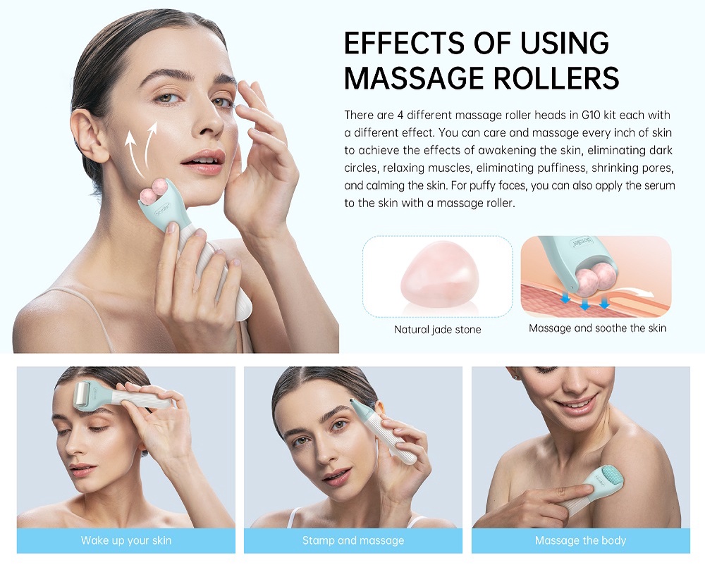 10 In 1 Dermaroller Kit Face Massager Microneedling Derma Rolling ...