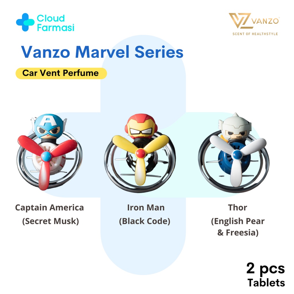 VANZO x MARVEL Series Car Vent Perfume | 4g x 2 table (CAPTAIN AMERICA ...