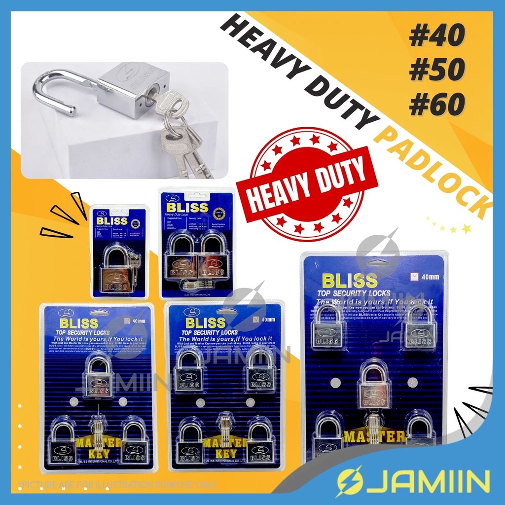 HEAVY DUTY BLISS PADLOCK Manga Pintu Rust Resistance Lock Key Safety ...