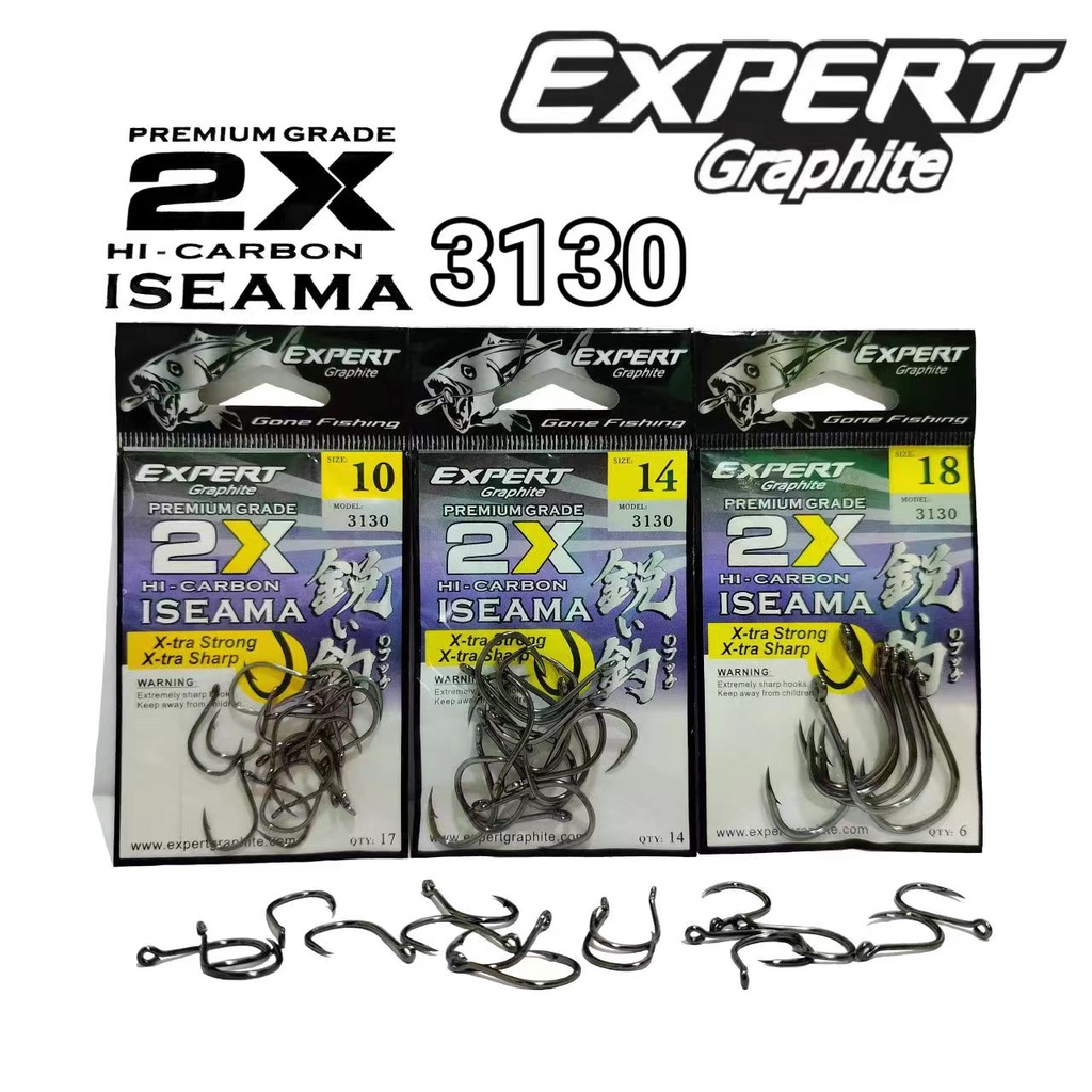 EXPERT GRAPHITE 2x HI-CARBON ISEAMA FISHING HOOK (3130) | Shopee Malaysia
