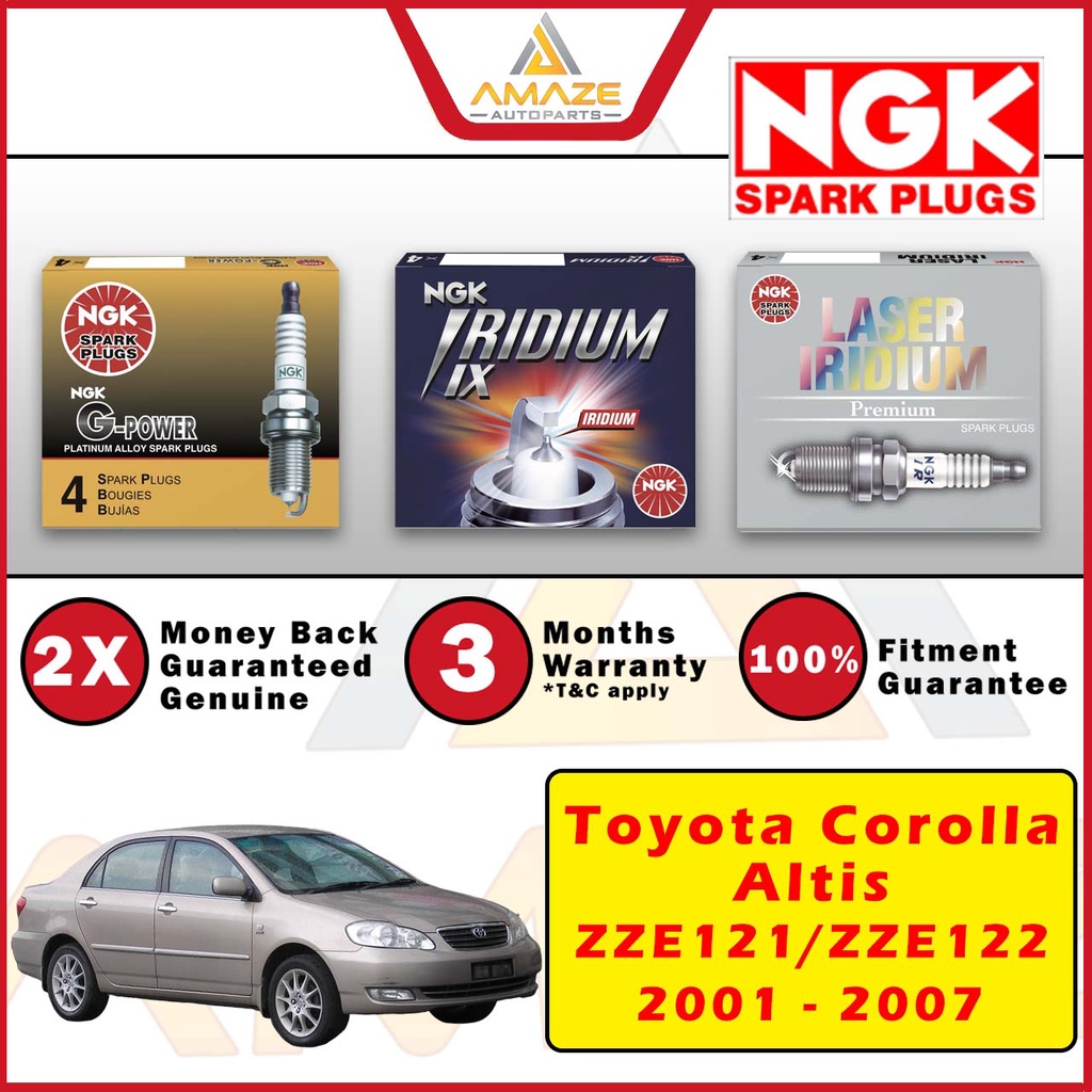 NGK Spark Plug (G-Power Platinum / Iridium IX / Laser Iridium) for Toyota Corolla Altis ZZE121 ...