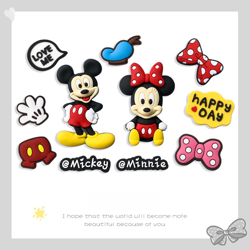 11 pcs Croc shoes Charm 3D Mickey Mouse Sticker Kids Accessories ...