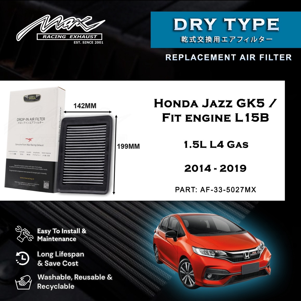 Honda Jazz GK5 / Fit engine L15B 1.5L L4 Gas 2014 to 2019 33-5027MX Max Racing Exhaust Drop-in ...