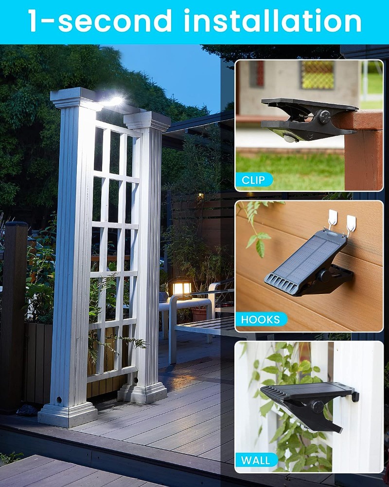 3 Modes Motion Sensor Lights / 45 LEDs Solar Clip Lights / Outdoor ...