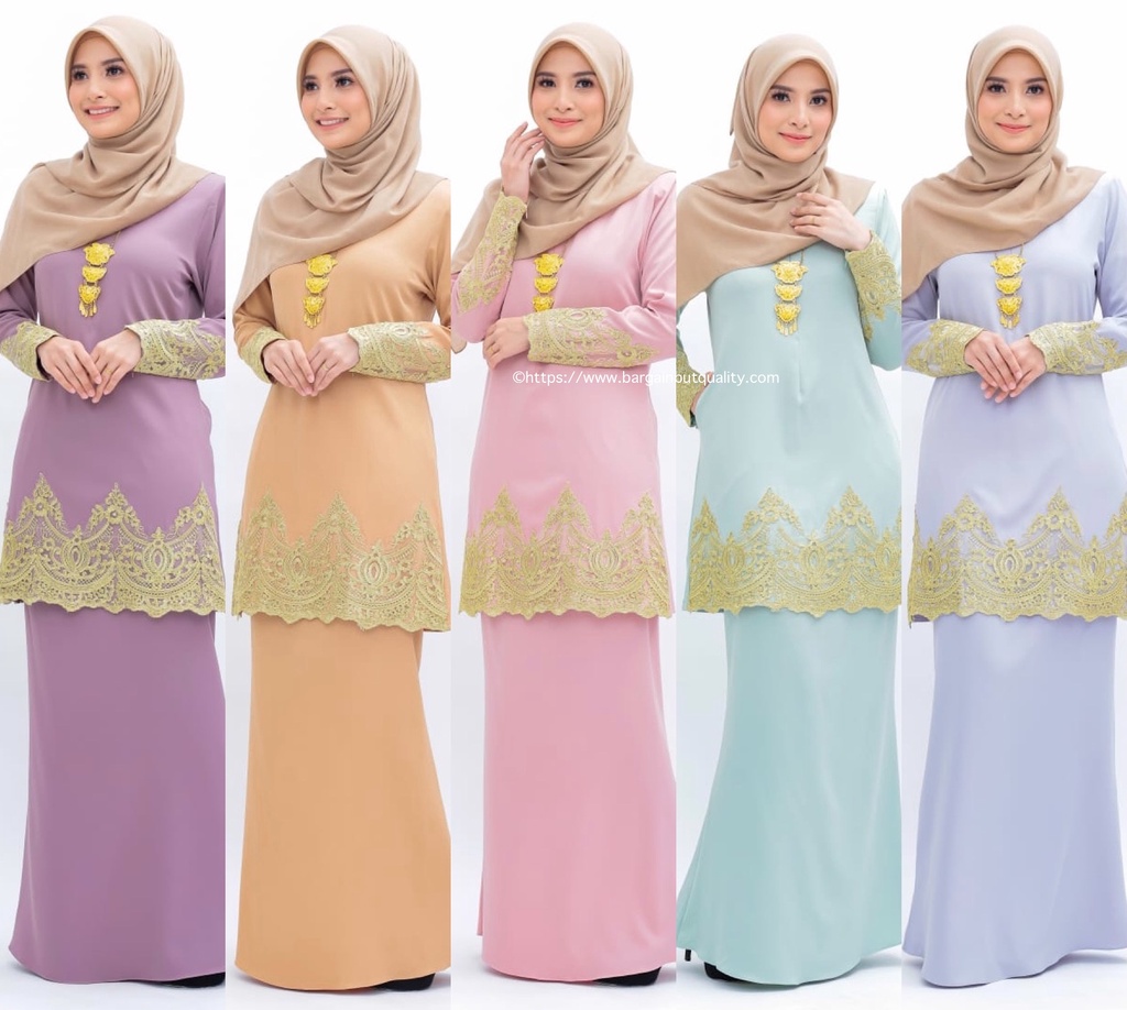 Sufi the 603rd Ready stock Premium Korean Moss Crepe Gold Sulam Lace ...