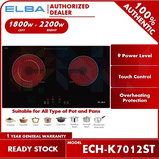 Elba 2200W + 1800W | 2 Burner Built-in Double Electric Ceramic Cooker ...