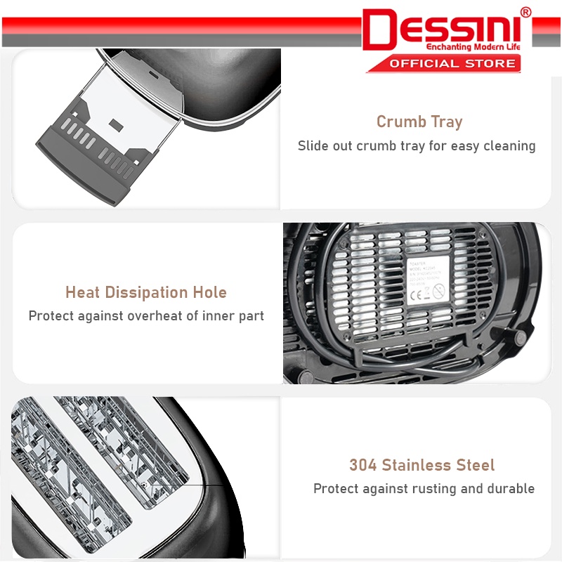 DESSINI ITALY Double Sided Electric Bread Toaster Sandwich Maker 7 ...