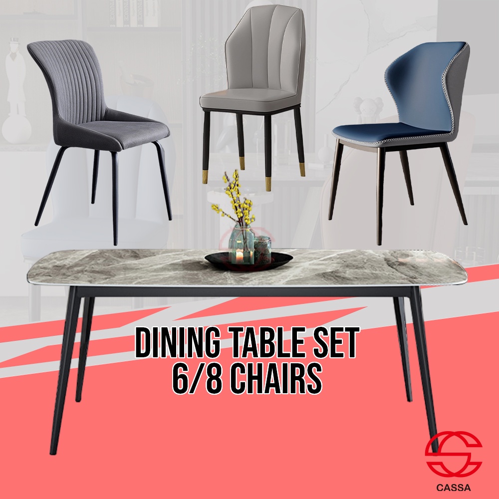 [DINING SET] Cassa GLOSSY Grey Dining Table 180CMX80CM / 140CMX80CM ...