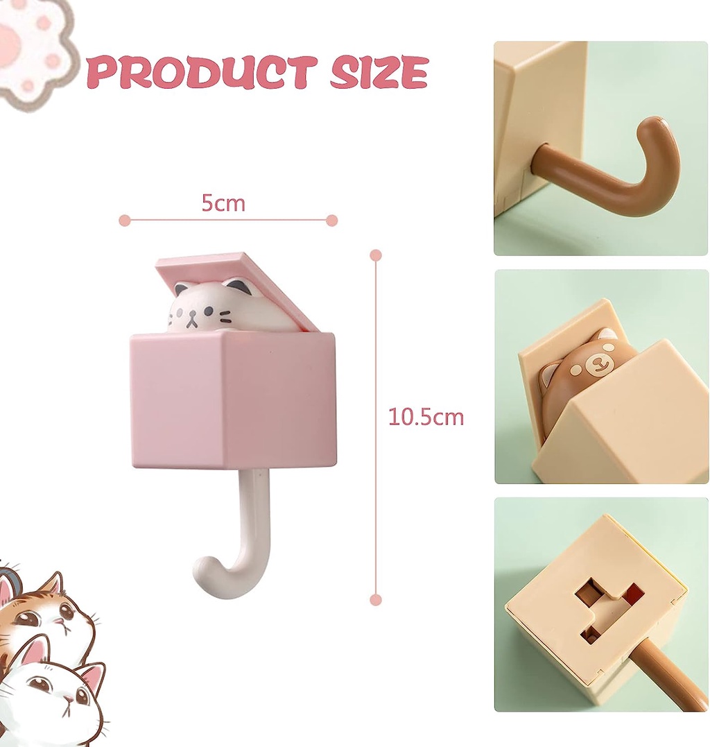 Cute Pet Hooks Pop Up Door Storage Creative Self Adhesive Hook Without ...