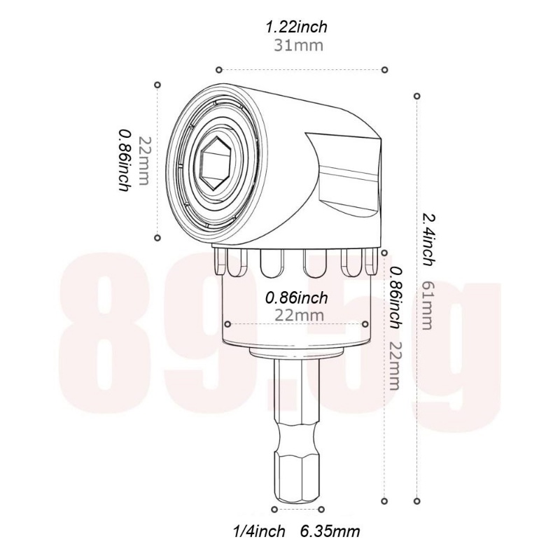 Impact Grade 105 Degree Angle Socket Adapter Power Hand Tool Part ...