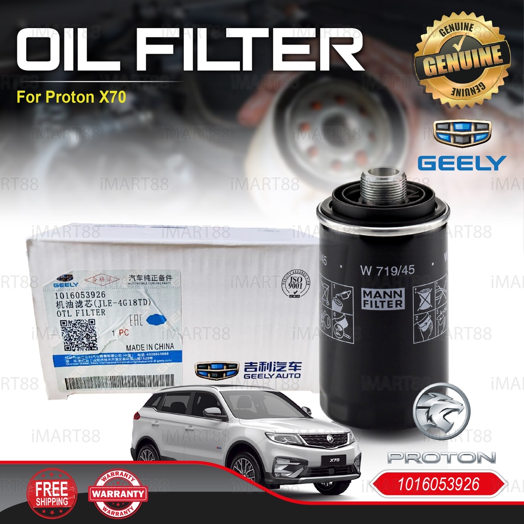 PROTON X70 OIL FILTER Penapis Minyak Engine Enjin Geely 1016053926 ...