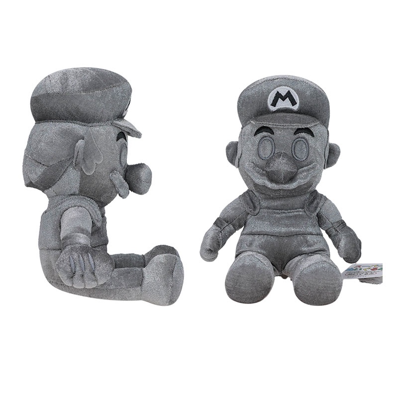 Super Mario Plush Toy 28cm Silver Mario Sitting Pose Mario Metal ...