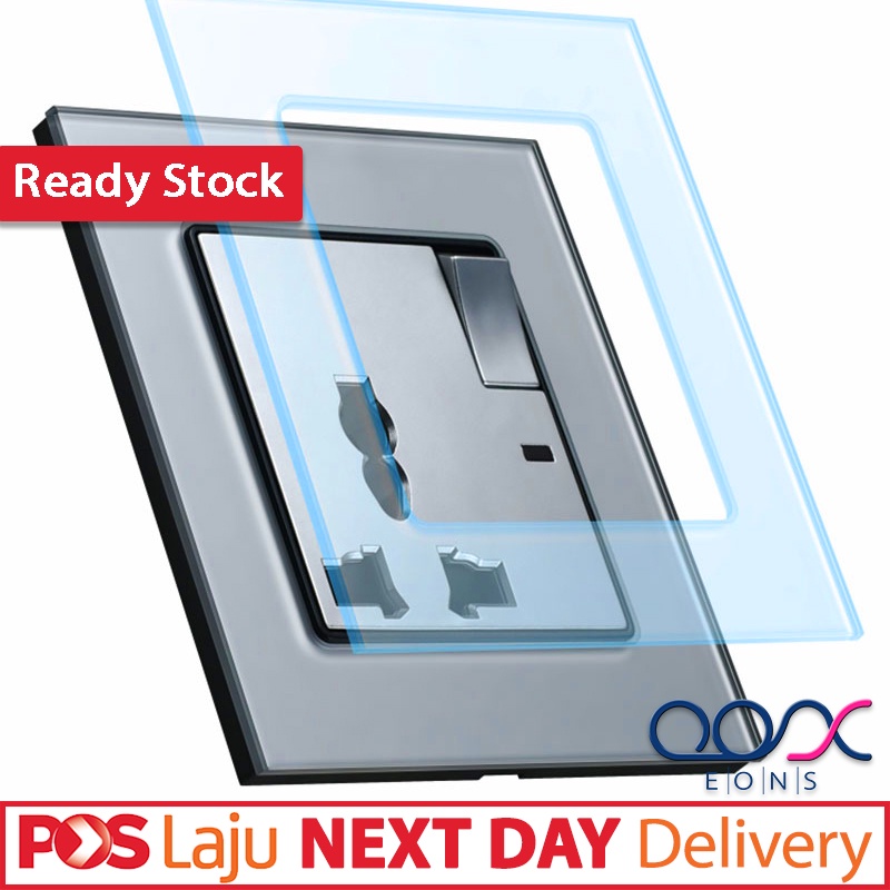 FRAMELESS 💖 13A UK Malaysia 3 Pin Plug Ultra Thin Tempered Glass ...
