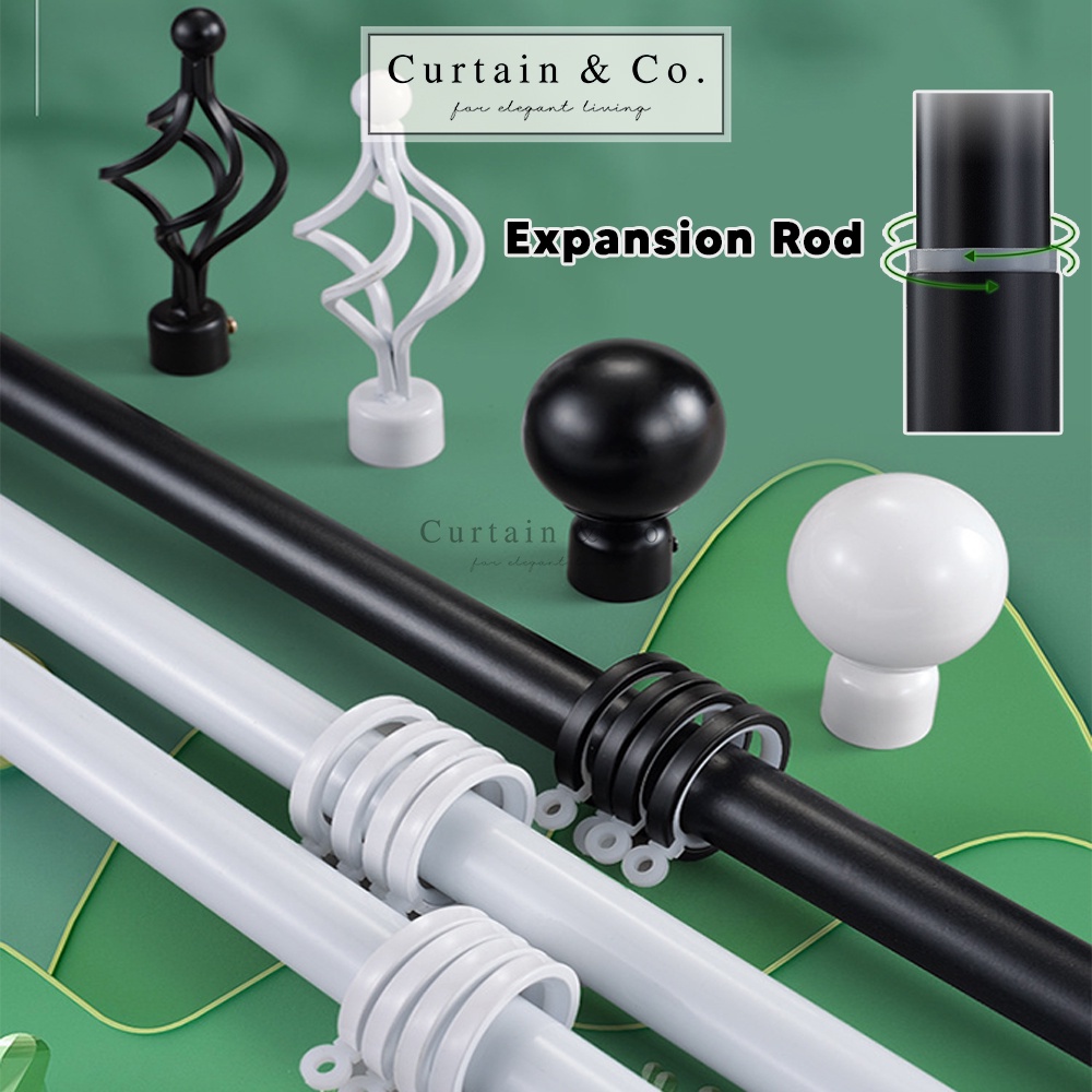 [FULL SET | EXTENDABLE SINGLE ROD] Extendable Curtain Rod With End Cap ...