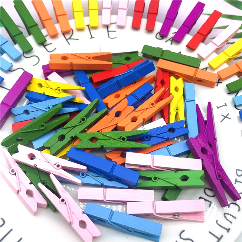 100Pcs Colorful Wooden Clips Natural Wood Clamp Picture Clips Mini ...