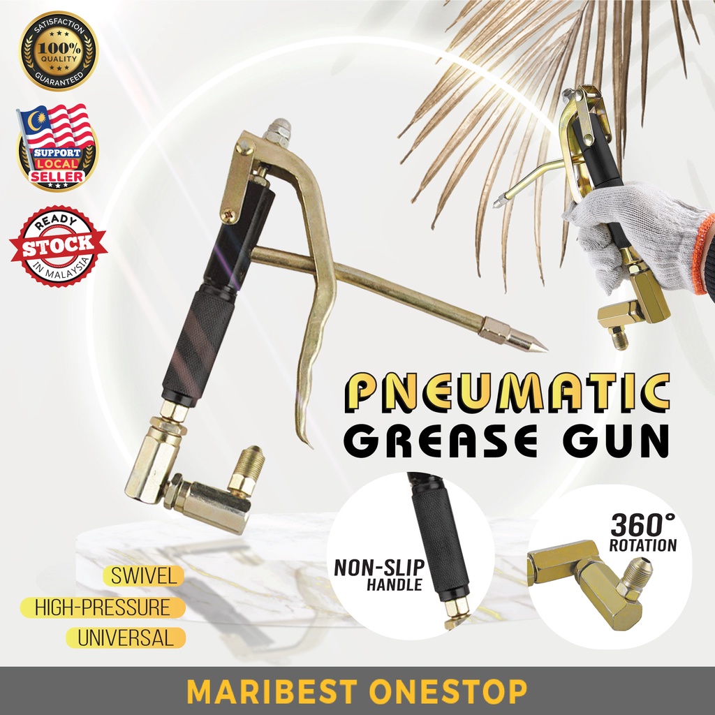 Pneumatic Grease Gun High Pressure Injector Hose Nozzle Air Manual ...