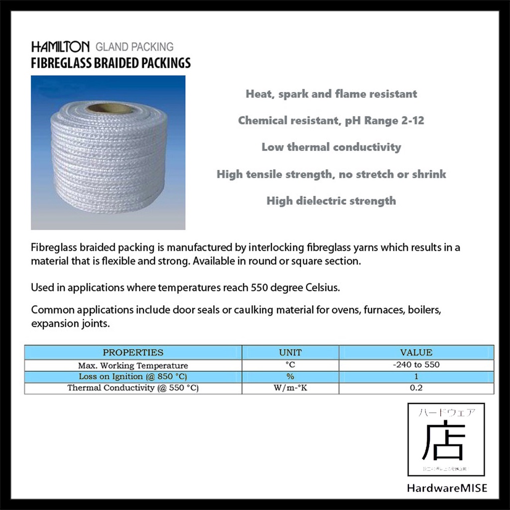 Fiberglass Square Braided Packing Rope 19mm x 19mm Malaysia Supplier ...