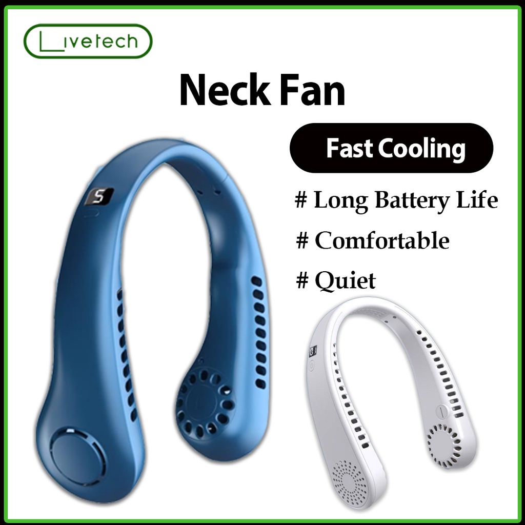 LiveTech Mini Neck Fan Portable Cooling Fan USB Leafless 360 Degree ...