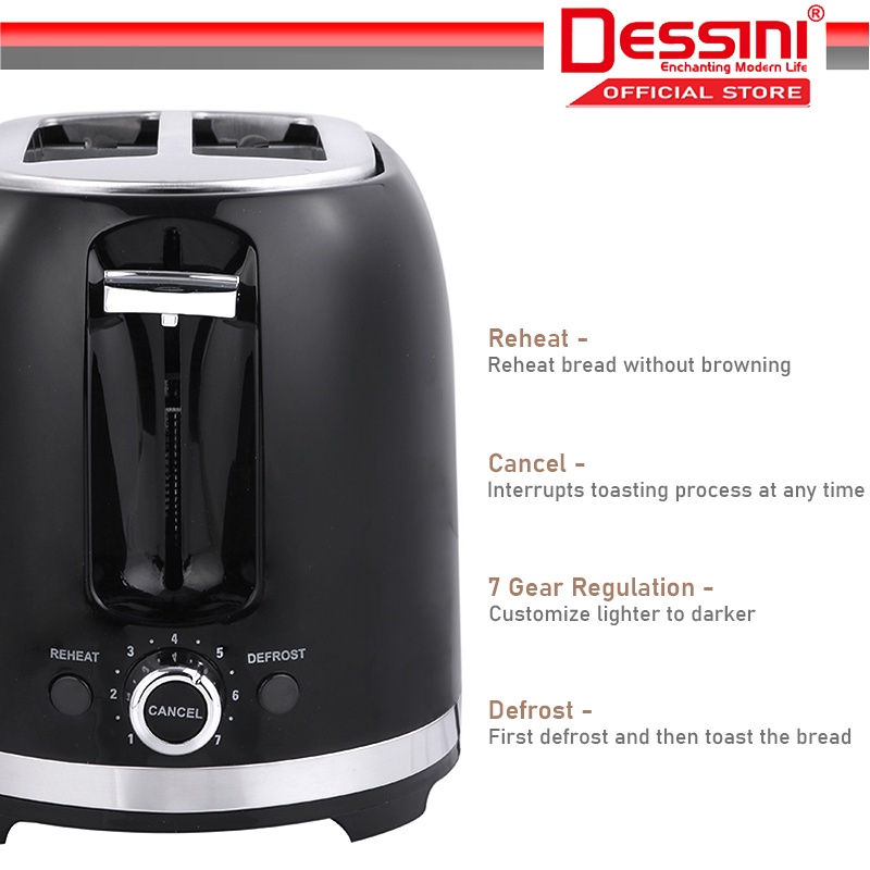 DESSINI ITALY Double Sided Electric Bread Toaster Sandwich Maker 7 ...