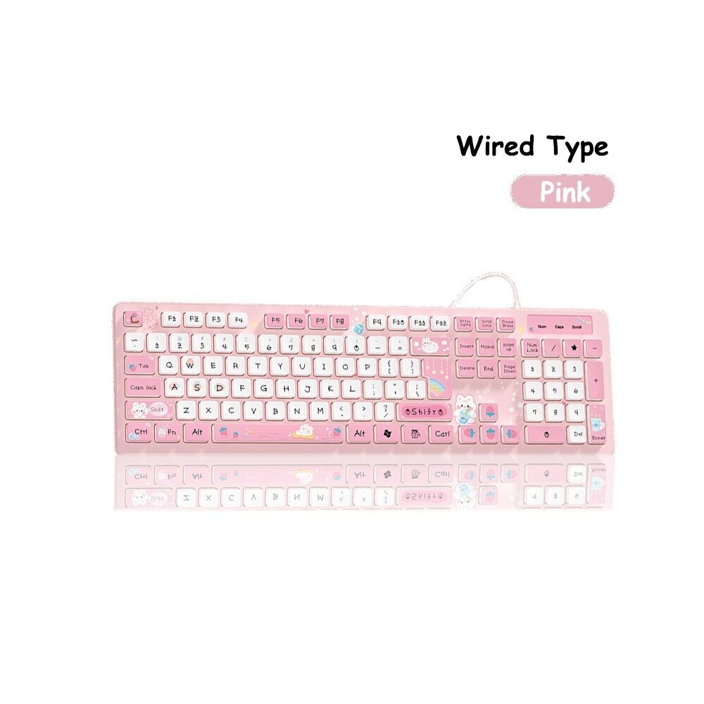 Cute Painted Bluetooth Keyboard Milk Tea Rabbit Style 104 Keys ...