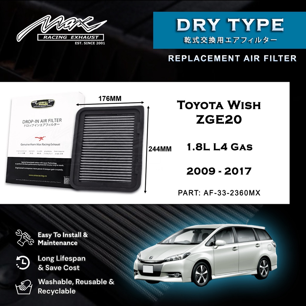 Toyota Wish ZGE20 1.8L L4 Gas 2009 to 2017 33-2360MX Max Racing Exhaust ...