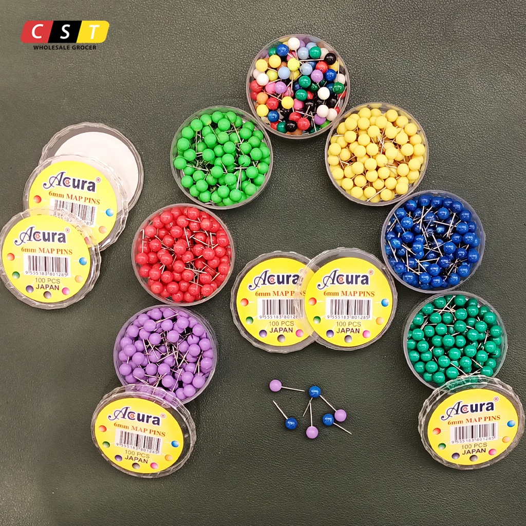 Acura 6mm Map Pins 6mm [Varity of Colours] | Shopee Malaysia