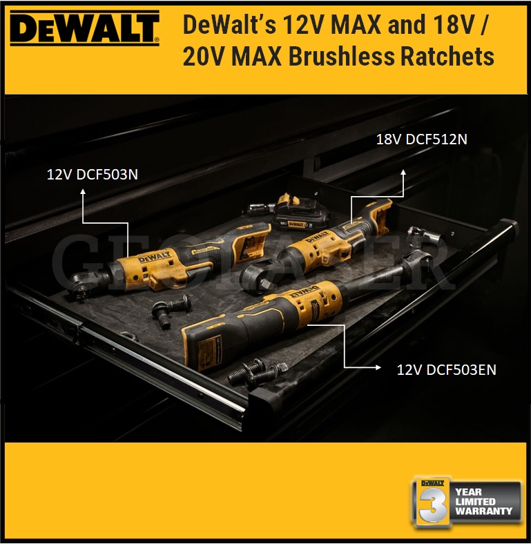 DeWalt 12V Max DCF503 / DCF 503E 3/8" Brushless Cordless Ratchet DCF503 ...