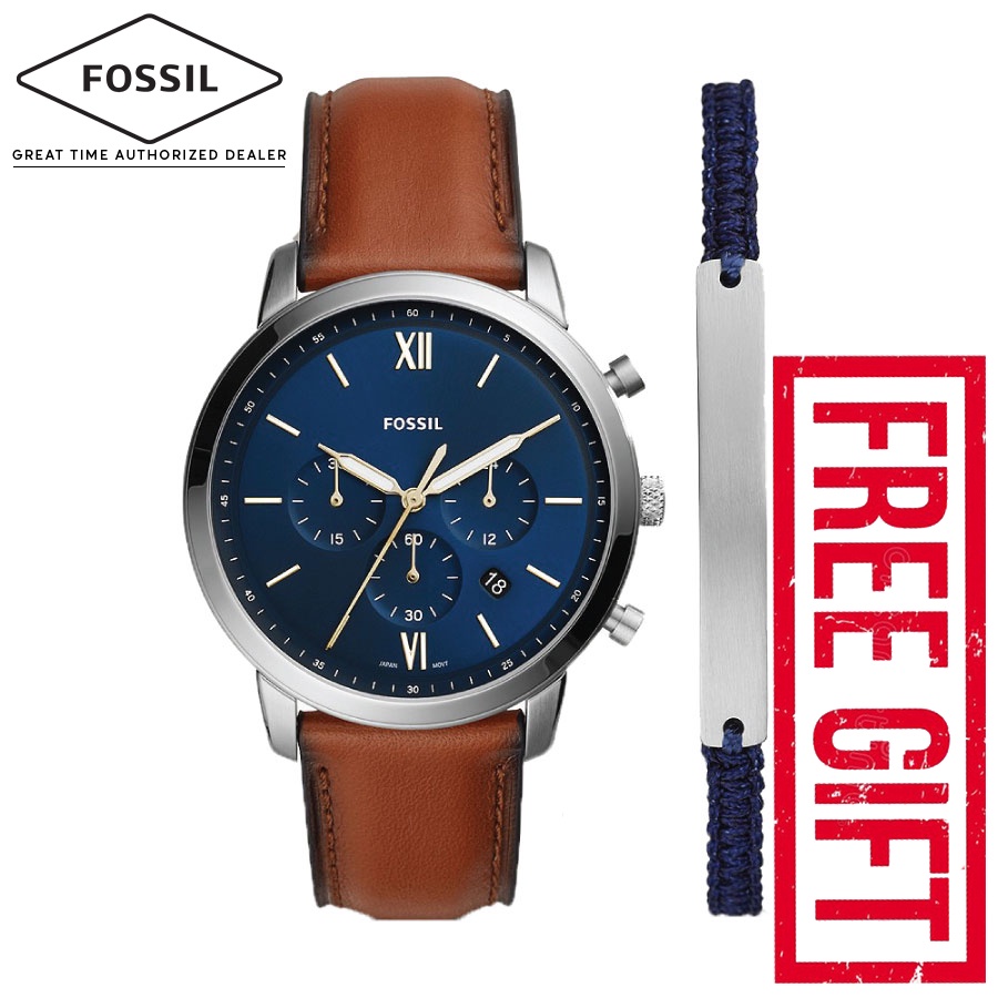 Fossil FS5708SET Men's Neutra Chronograph Luggage Leather Watch and ...