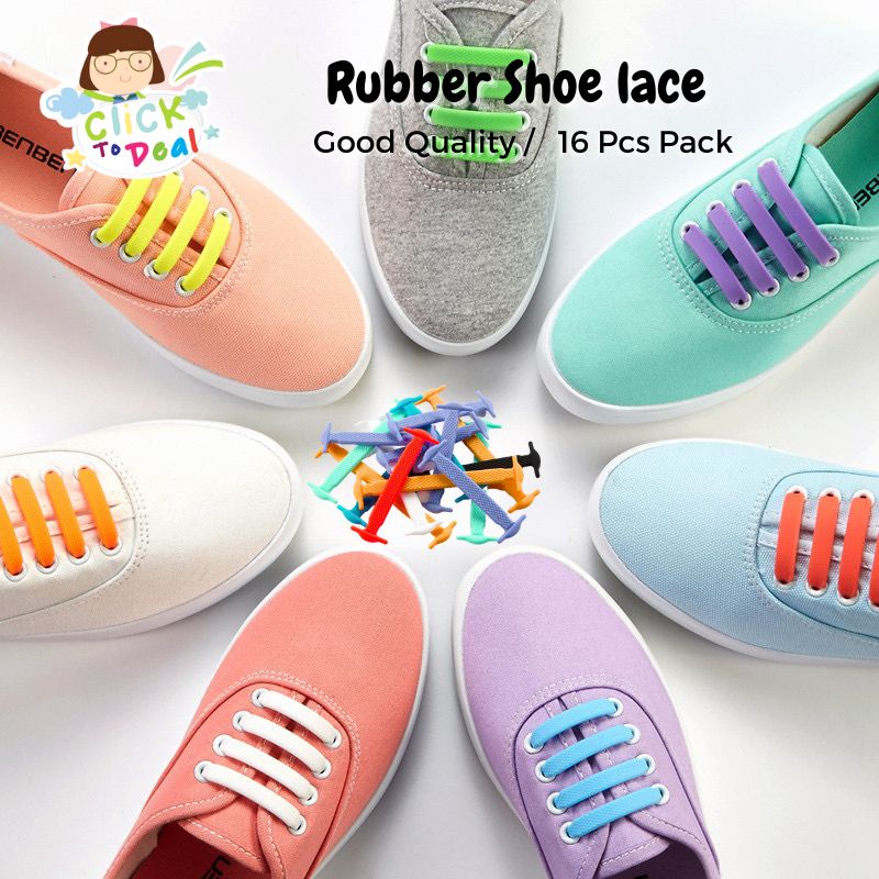 16pcs Elastic Silicone Shoelaces for Shoes Shoelace No Tie Shoe Laces ...