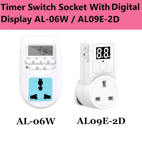 Malaysia Plug Timer Switch UK Socket 2300W Digital Display Time Relay Control AL-06W / AL09E-2D ...