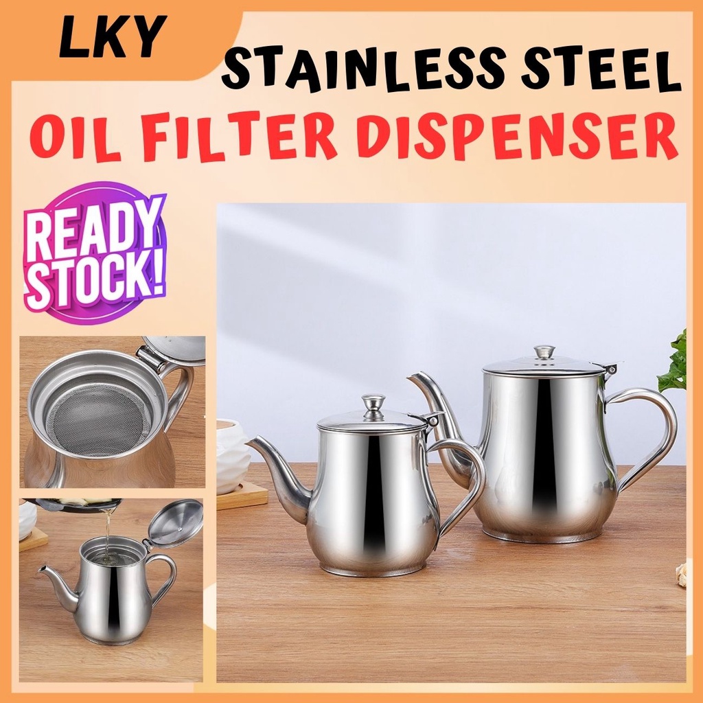 LKY - Stainless Steel Oil Can Kitchen Oil Filter Cup Household Filter ...