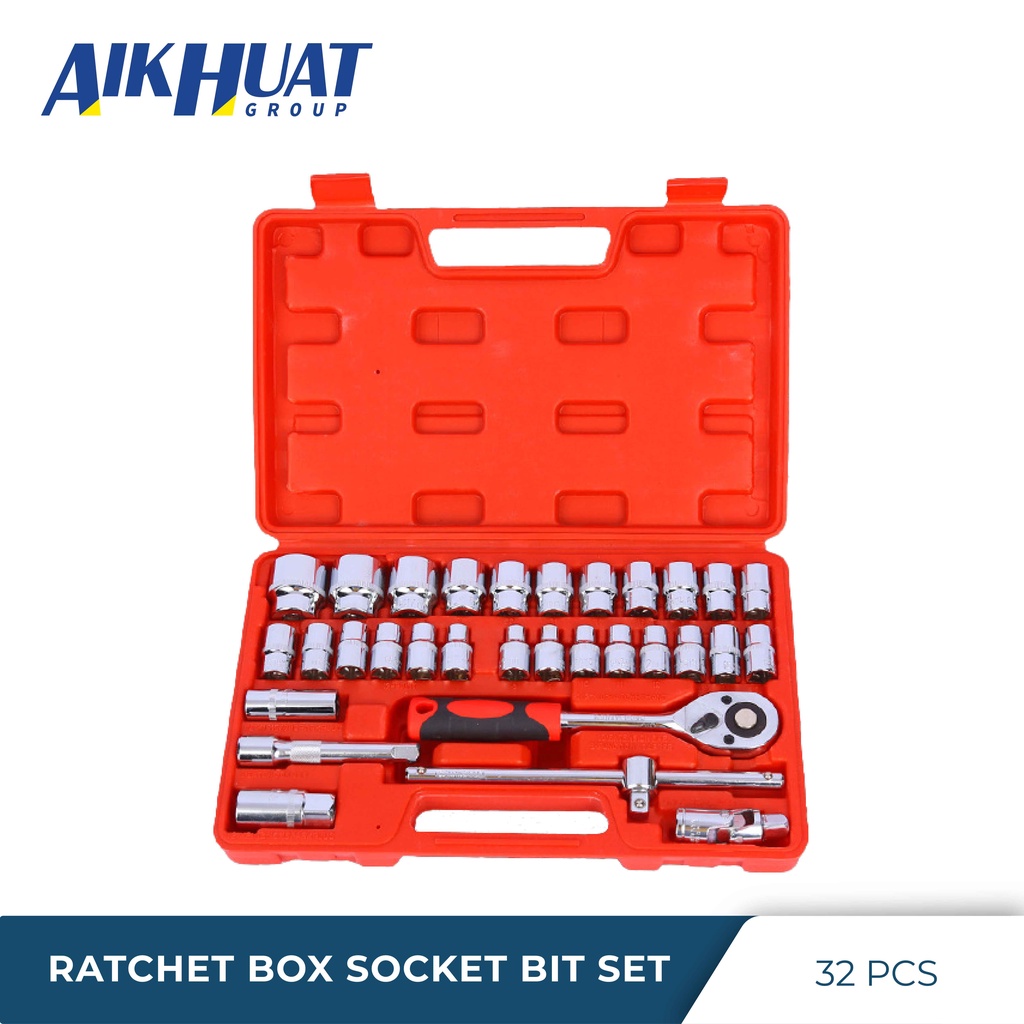 32 Pcs Ratchet Box Socket Bit Set Combination Spanner Tool Set Repair ...