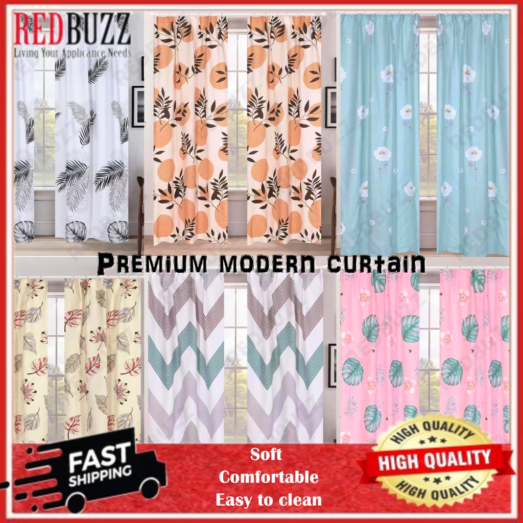 REDBUZZ Modern Langsir Corak Curtain Semi Blackout Tirai Deco | Shopee ...