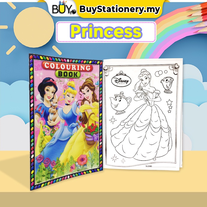 Cute Cartoon Colouring Book For Kids Disney Princess (1s/PCS) Buku ...